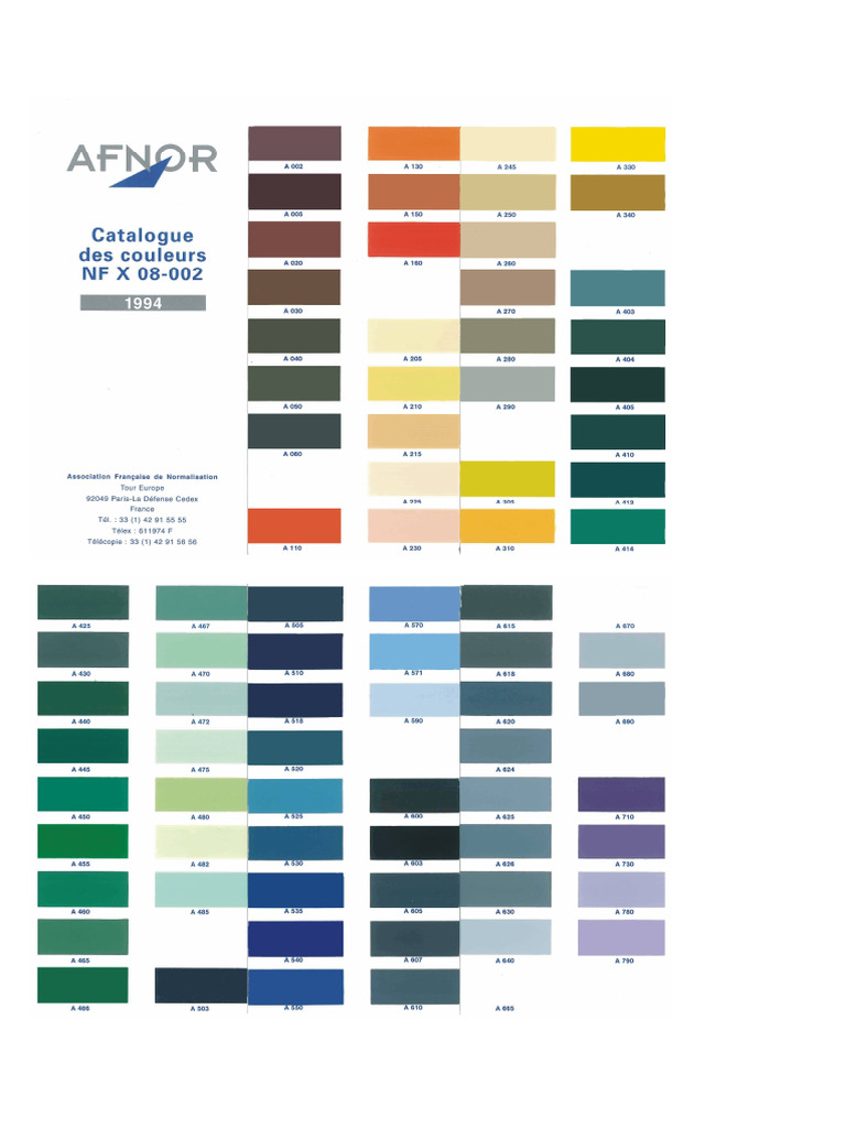 Nuancier Afnor NF X08 002 | PDF