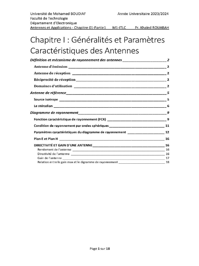 Chapitre I - Partie 1 | PDF