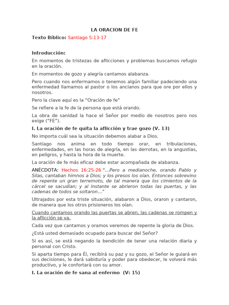La Oracion de Fe | PDF | Oración | Creencia religiosa y doctrina
