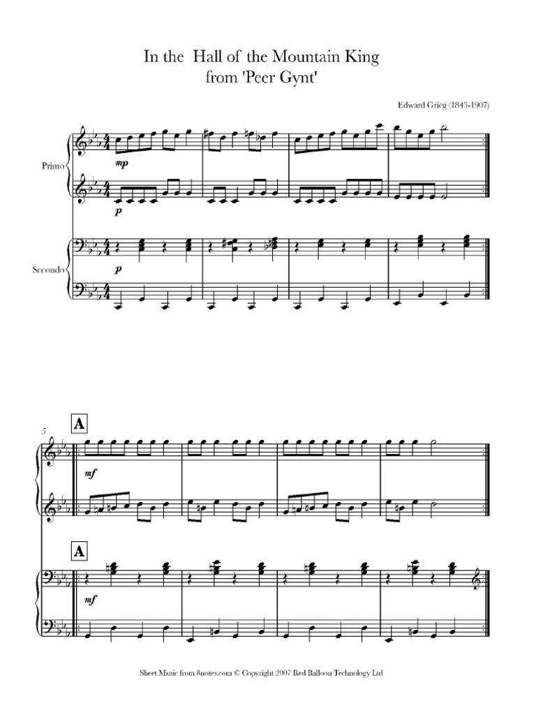 In The Hall of The Mountain King - E. Grieg | PDF