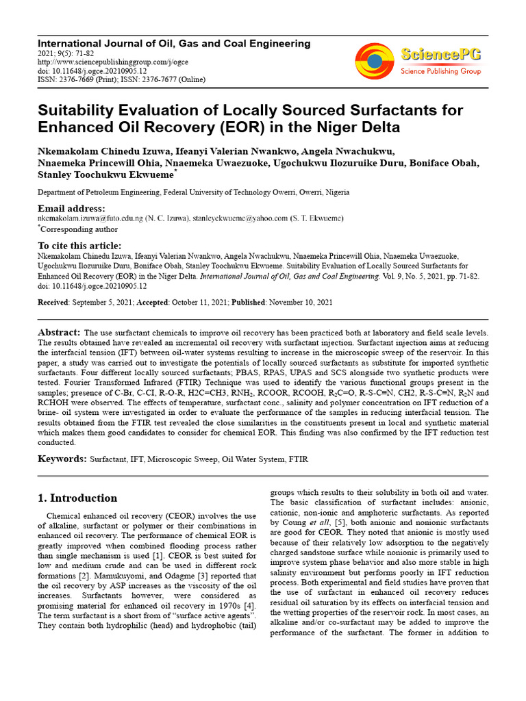 izuwa2021 | PDF | Surfactant | Enhanced Oil Recovery