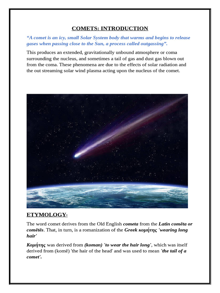 Comets | PDF | Comet | Solar System