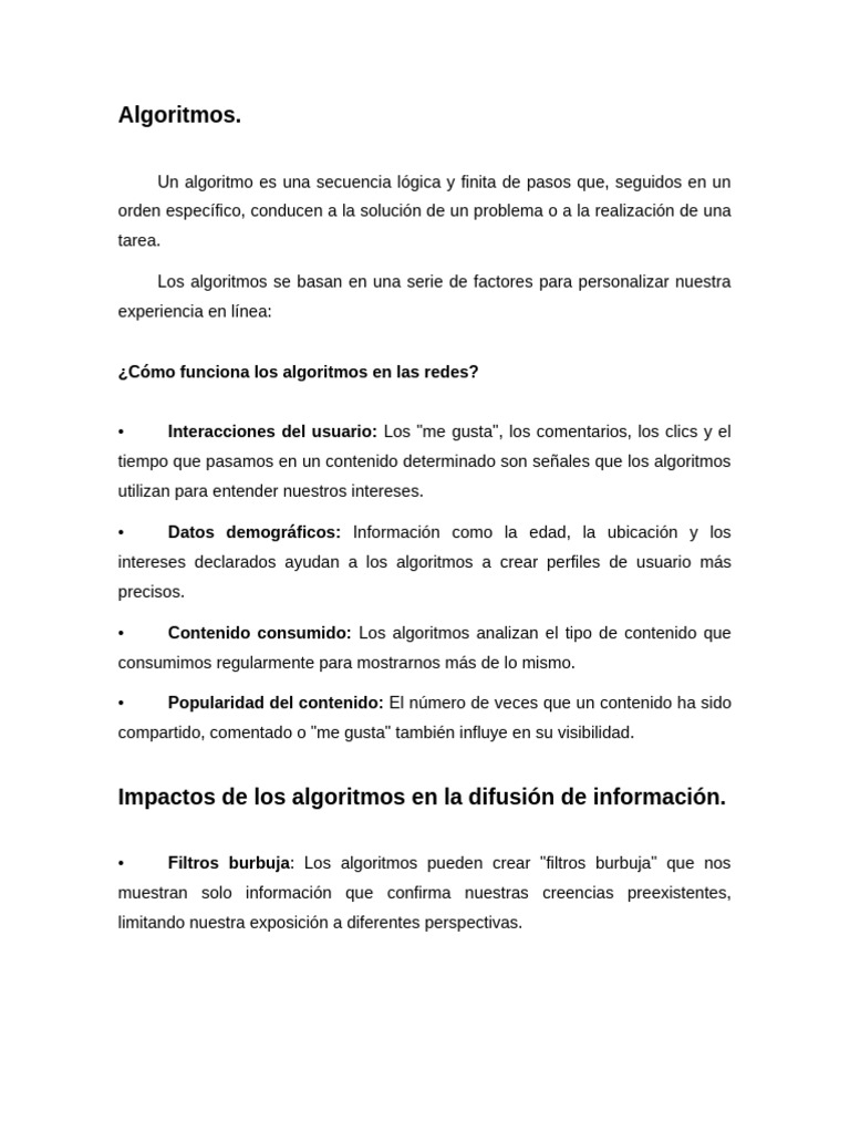 Impacto de los Algoritmos en la Información | PDF | Algoritmos ...