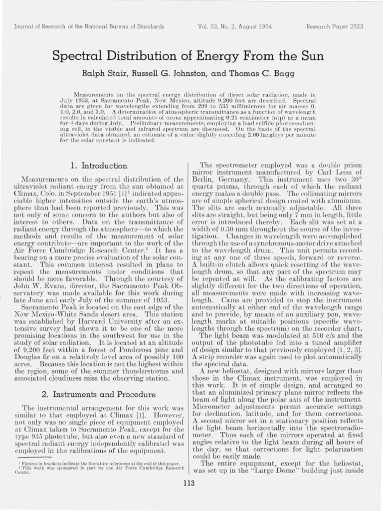 Spectral Distribution of Energy From the Sun | PDF | Electromagnetic ...