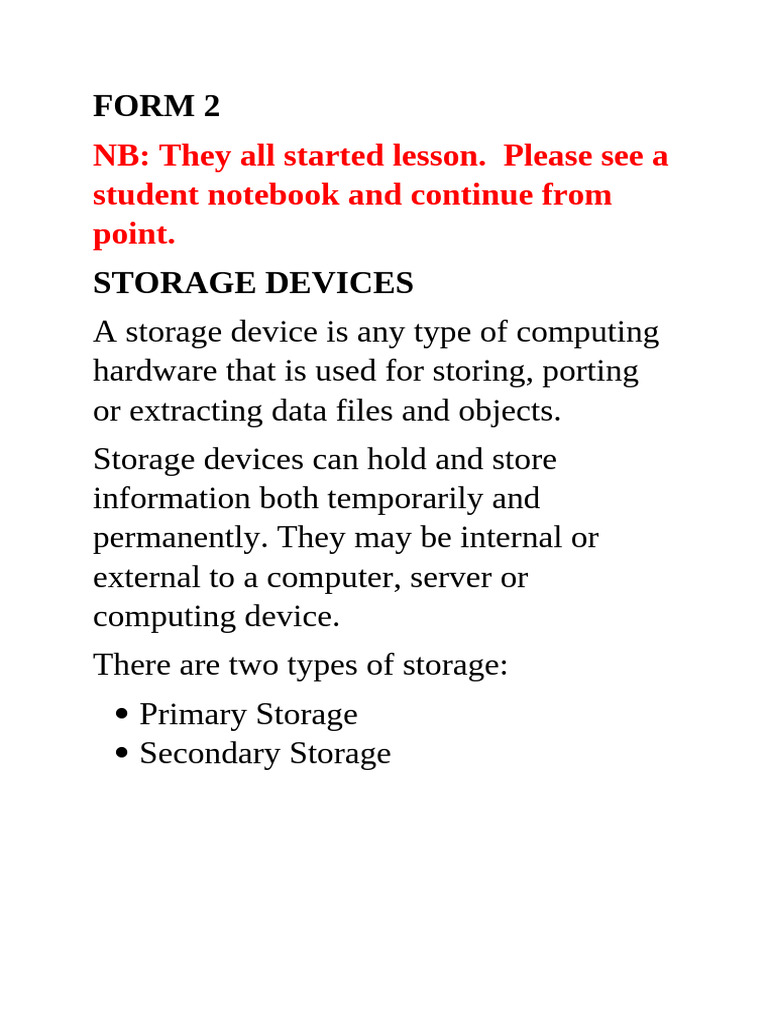 Storage Devices Notes | PDF