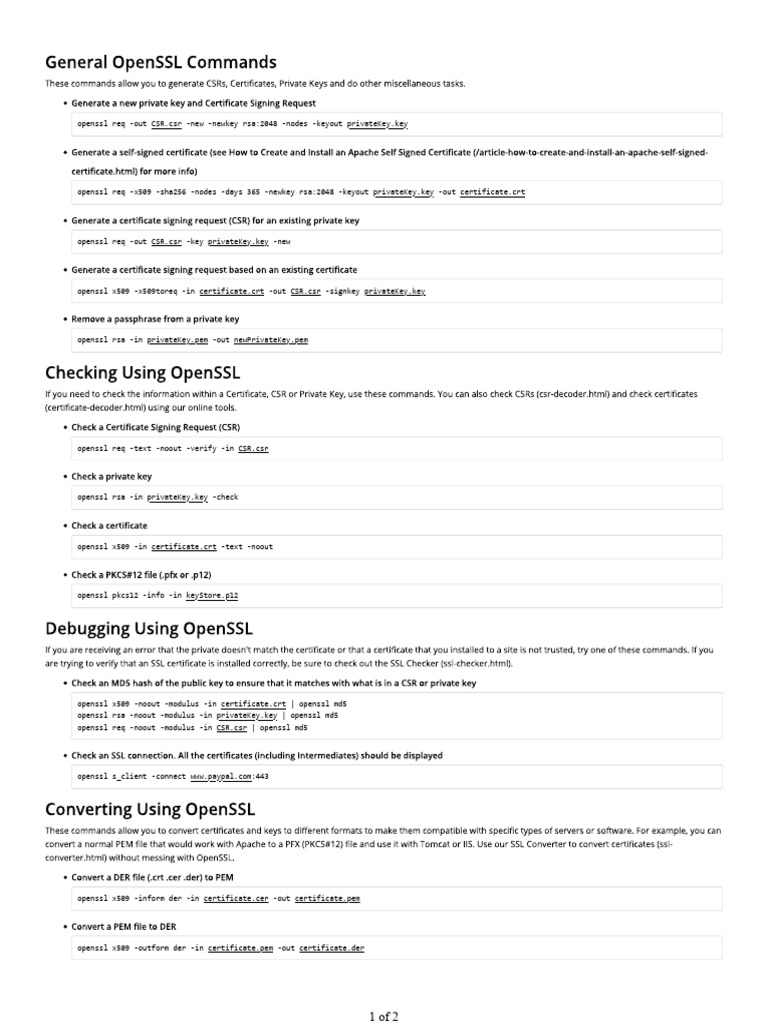 The Most Common OpenSSL Commands | PDF