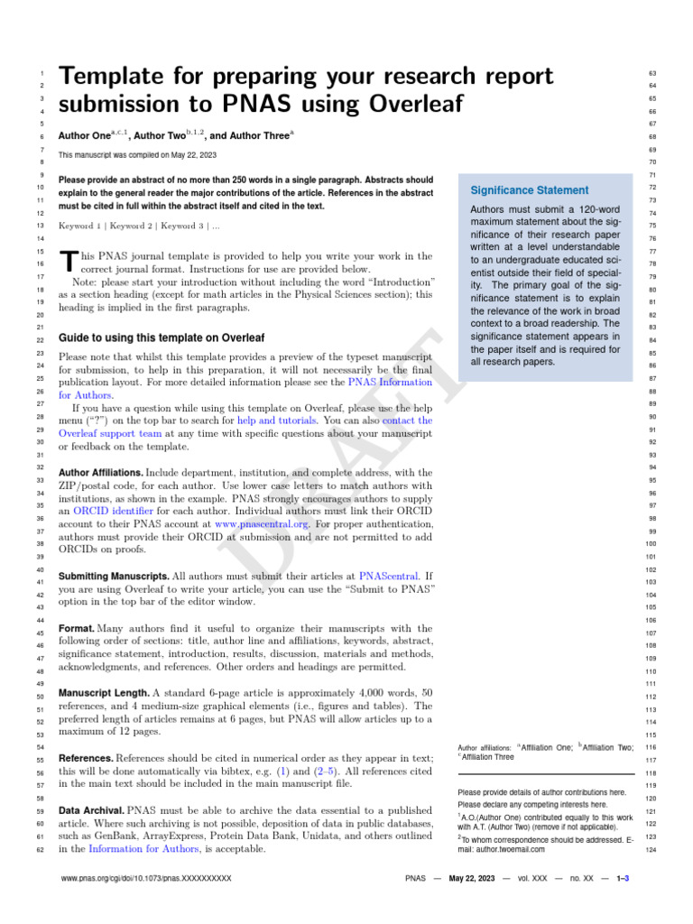 Template For Preparing Your Research Report Submission To Pnas Using ...