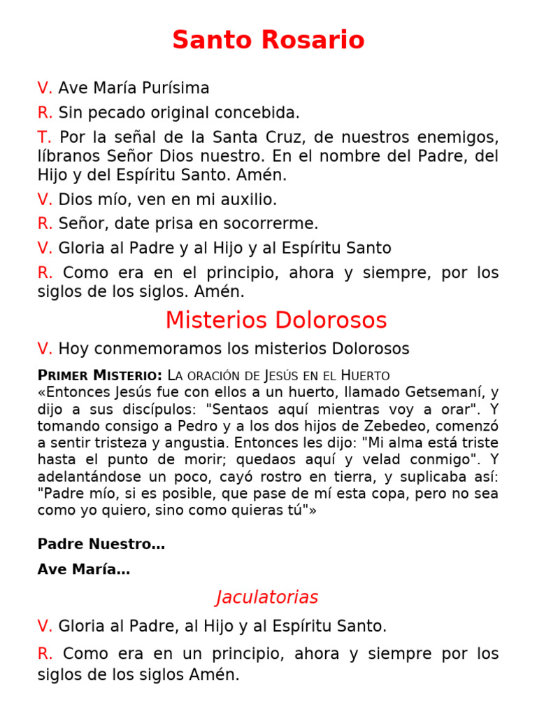 Santo Rosario Bilingue, Misterios Dolorosos | PDF | María, madre de ...