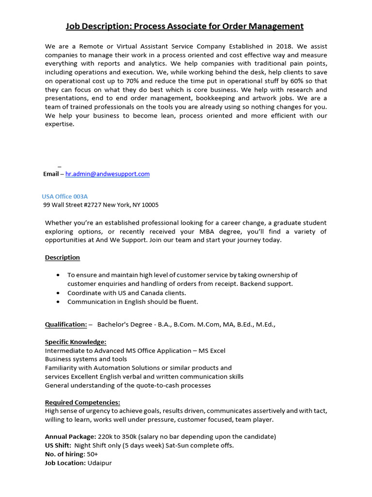 JD Process Associate | PDF