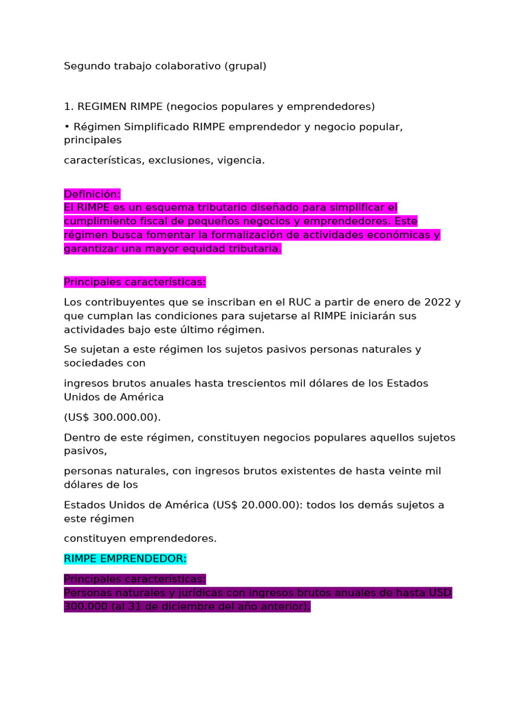 Régimen RIMPE: Guía para Emprendedores | PDF | Impuestos | Contabilidad