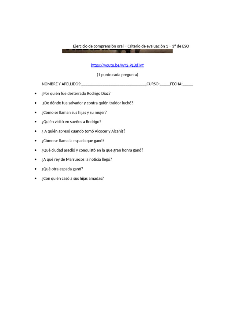 Ejercicio de Comprensión Oral 3º ESO | PDF