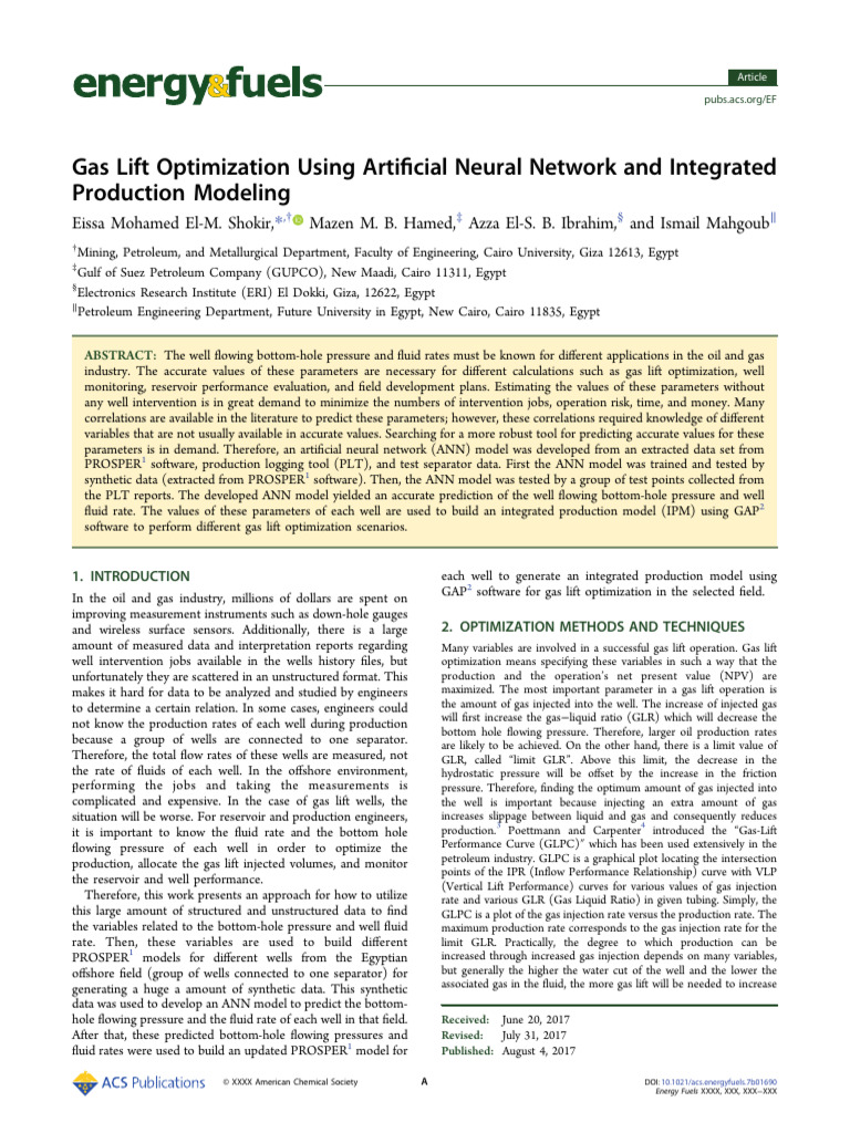 Gas Lift Optimization Using ANN | PDF | Artificial Neural Network
