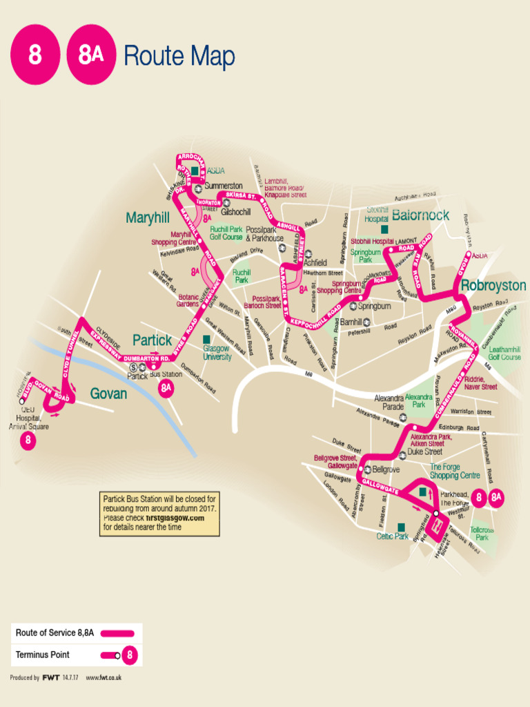 Glasgow Route Map and Key Locations | PDF