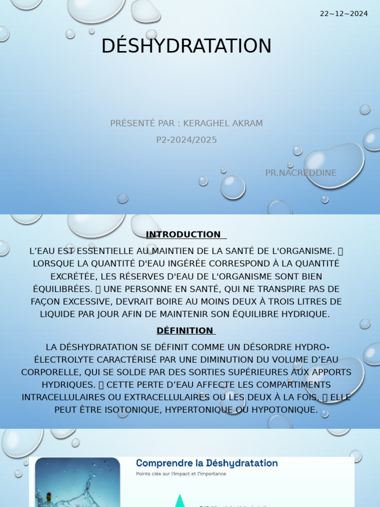 Types et signes de déshydratation | PDF | Déshydratation (médecine ...