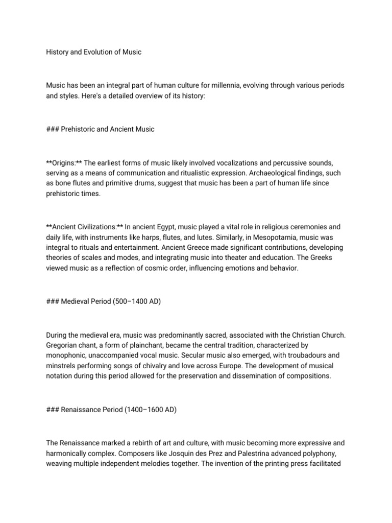 Evolution of Music Through History | PDF | Classical Period (Music ...