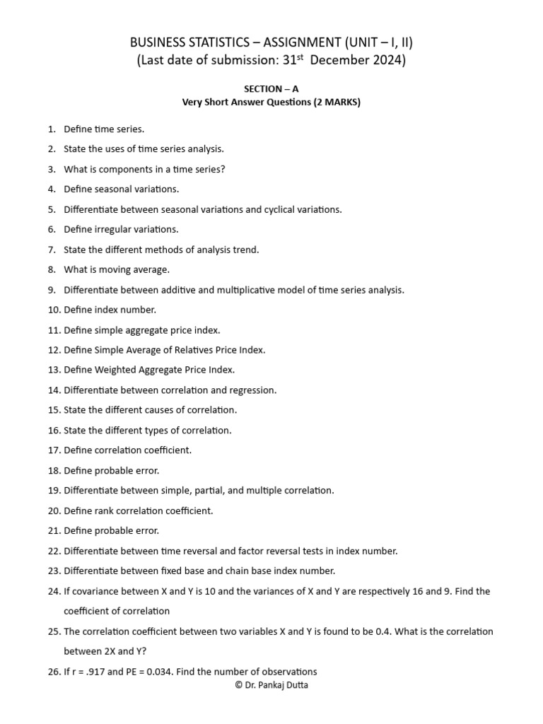 Business Statistics Assignment Overview | PDF | Errors And Residuals ...
