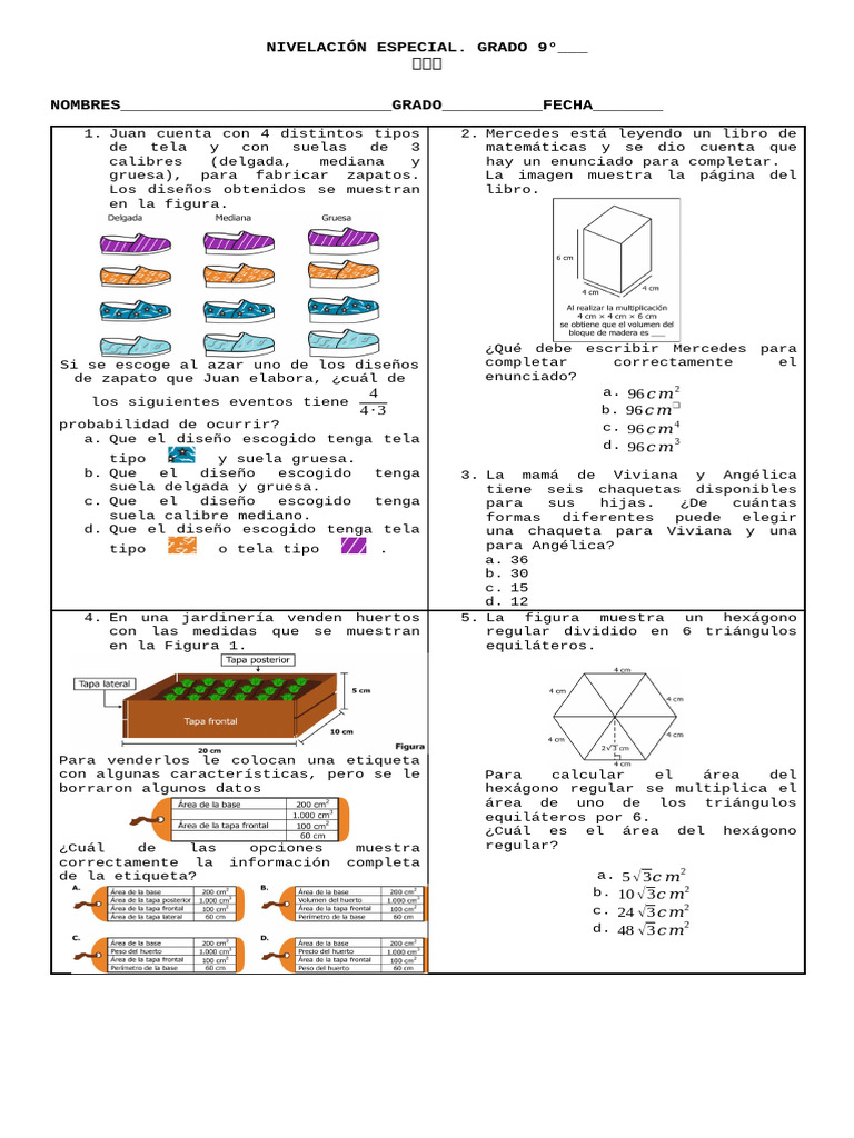 Examen 9° Iv | PDF | Ángulo | Geometría Elemental