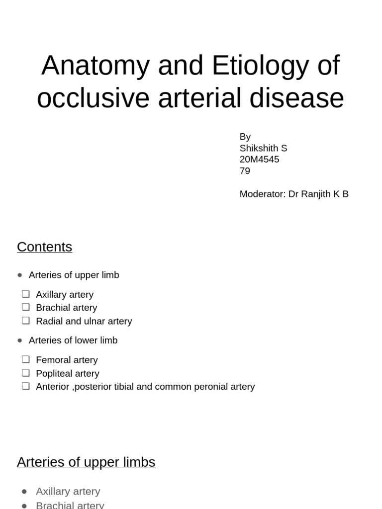 Anatomy and Etiology of Oad | PDF | Human Leg | Atherosclerosis