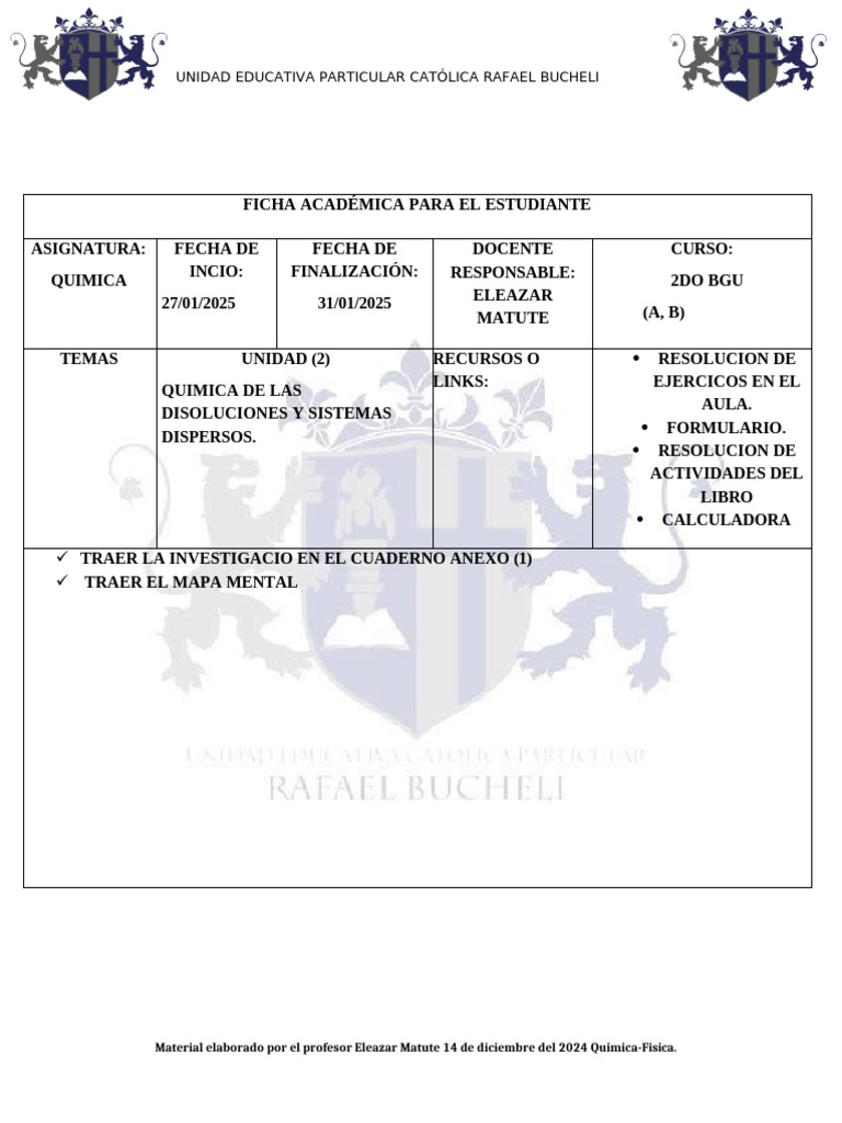 FICHAS SOLUCIONES 2DO BGU DEL 27 AL 31 | PDF | Concentración | Ácido clorhídrico
