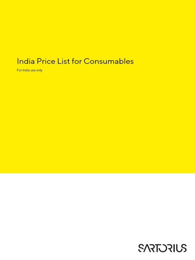 India Sartorius Consumables Price List | PDF | Filtration | Water Treatment