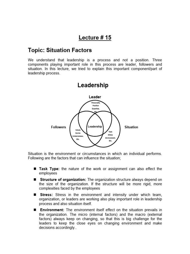 Understanding Leadership Situation Factors | PDF | Leadership ...