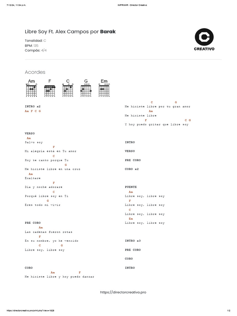 Libre Soy Alex Campos Por Barak | PDF