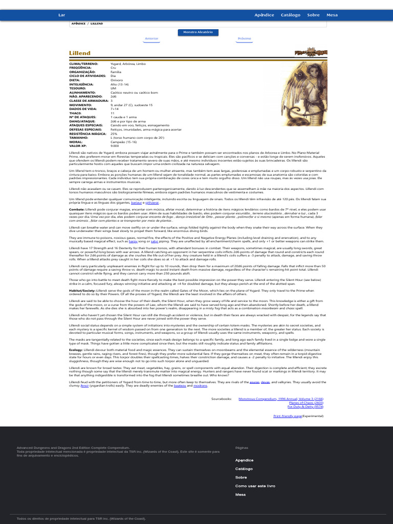 Lillend - Compêndio Completo de AD&D | PDF | Mask