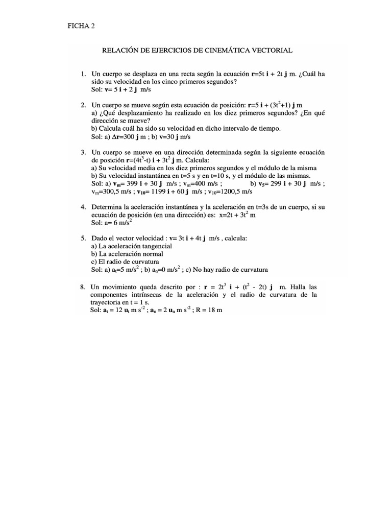 Problemas Cinemática Vectorial 2 | PDF