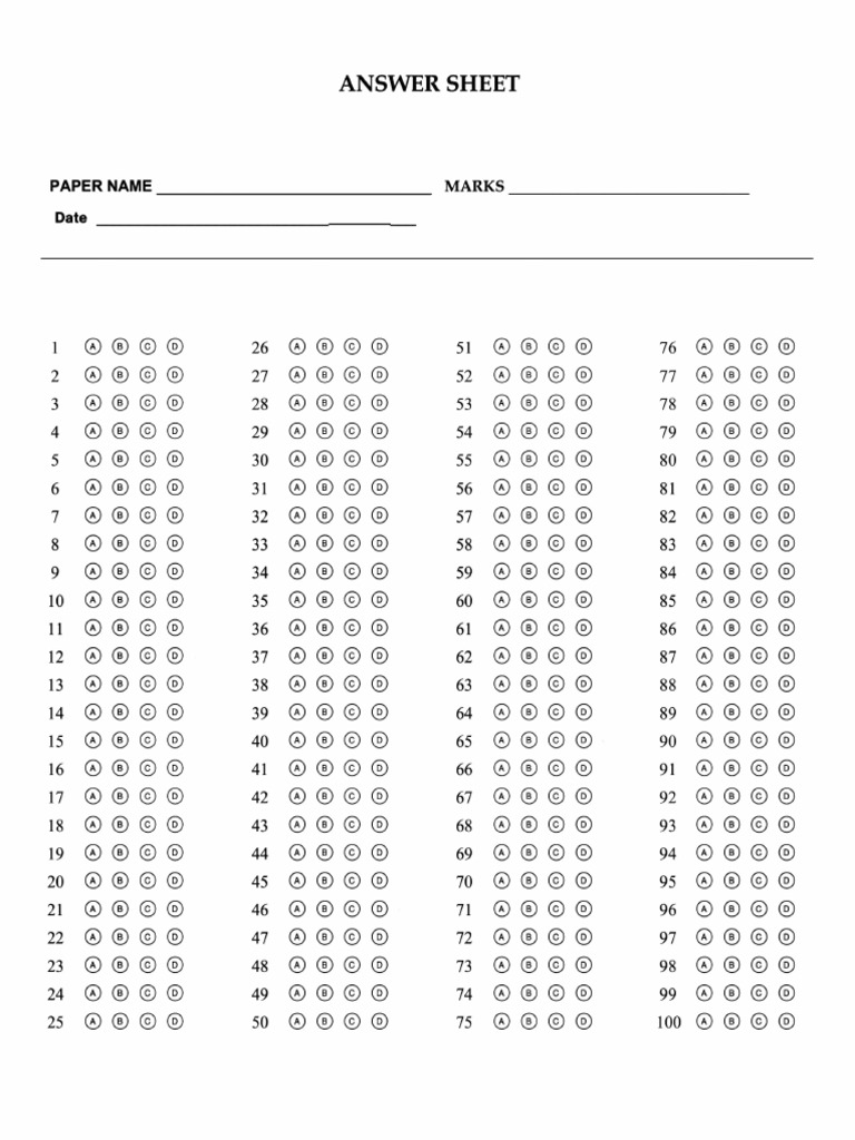 Answer Sheet for Assessment Marks | PDF