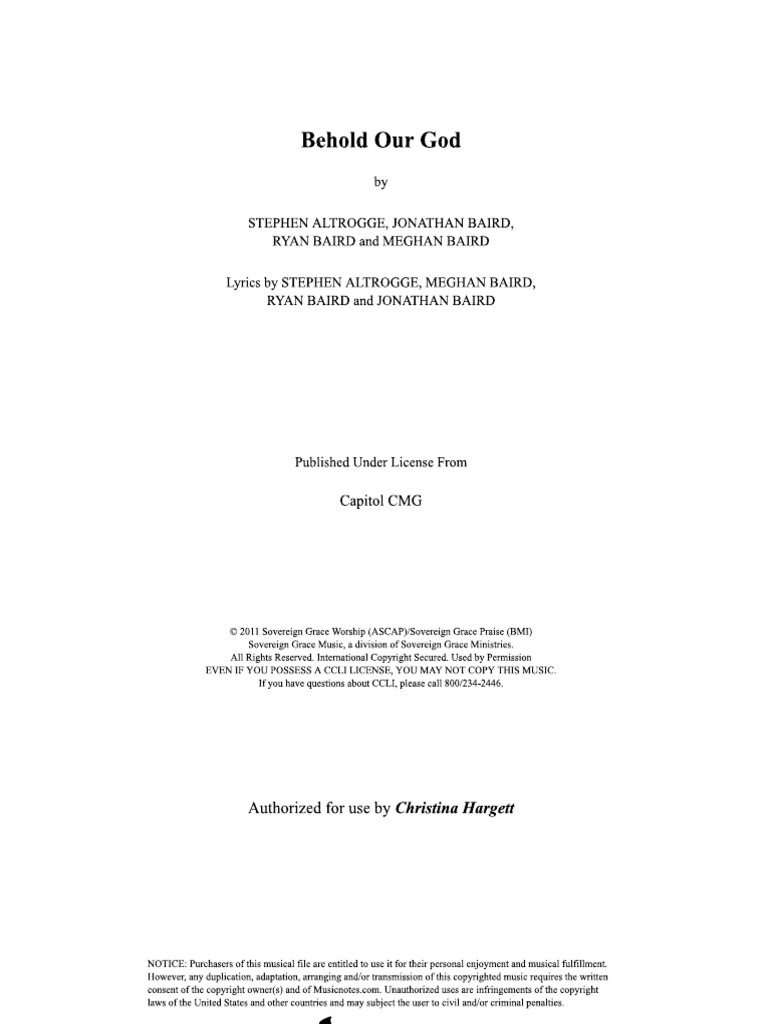 Behold Our God | PDF