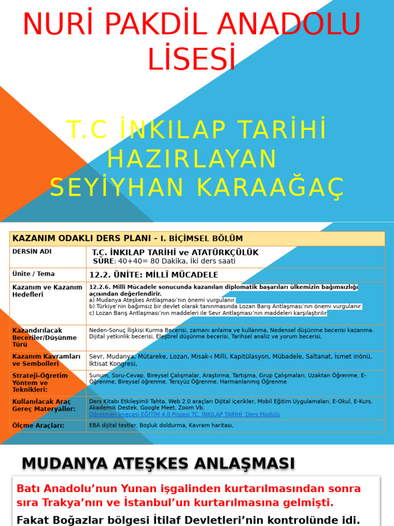 12.2.6. Mudanya'dan Lozan'a Plan_Sunum_Slaytı | PDF