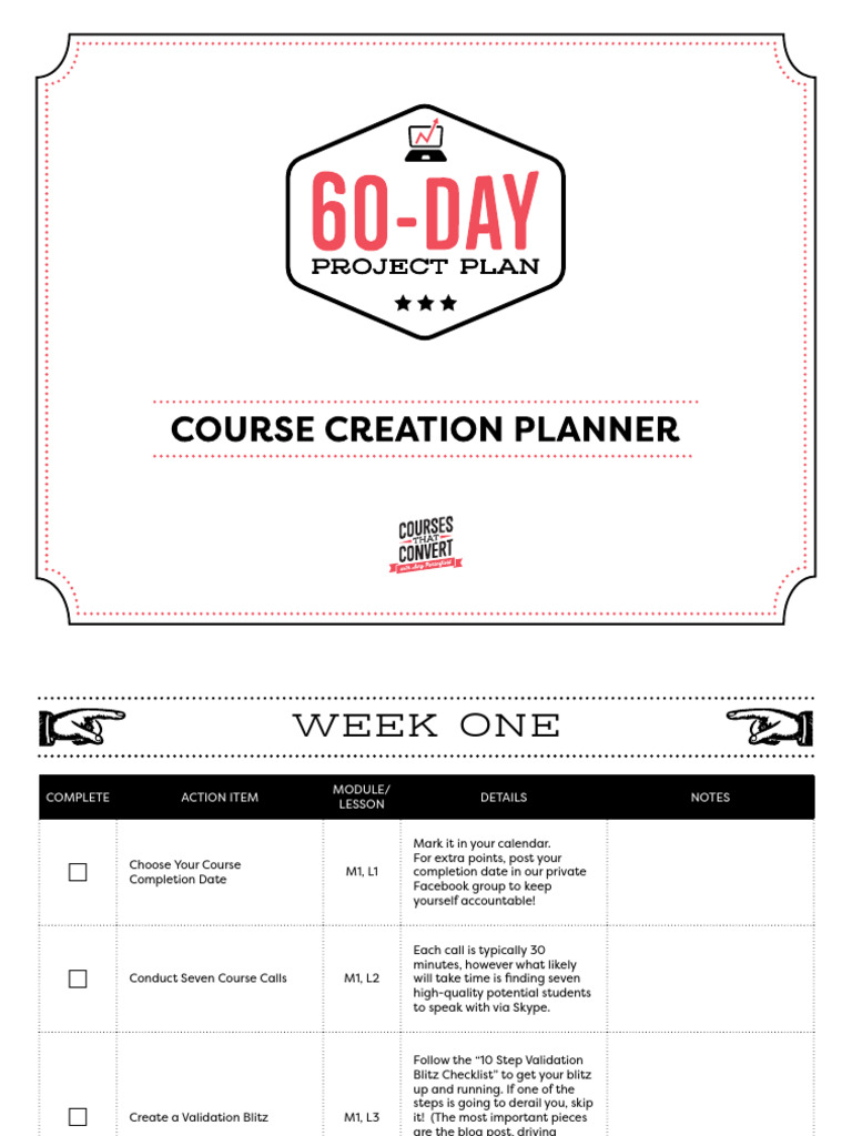 05 - 60 Day Course Creation Plan | PDF | Computing