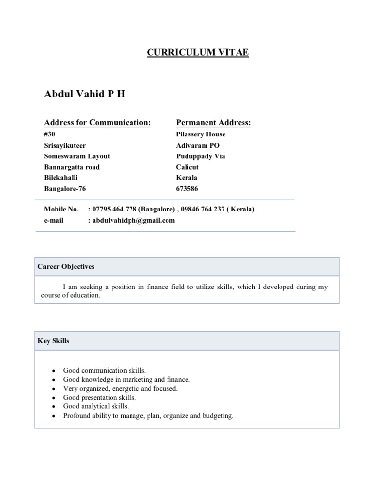 Abdul Vahid CV | PDF | Behavior Modification | Learning