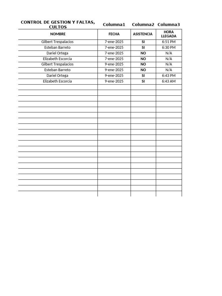 Formatos de control | PDF