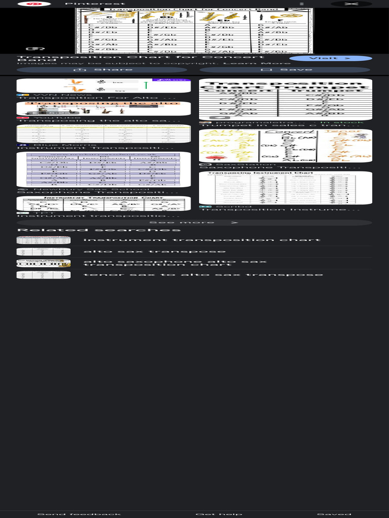 Alto Sax Transposition Chart - Google Search | PDF