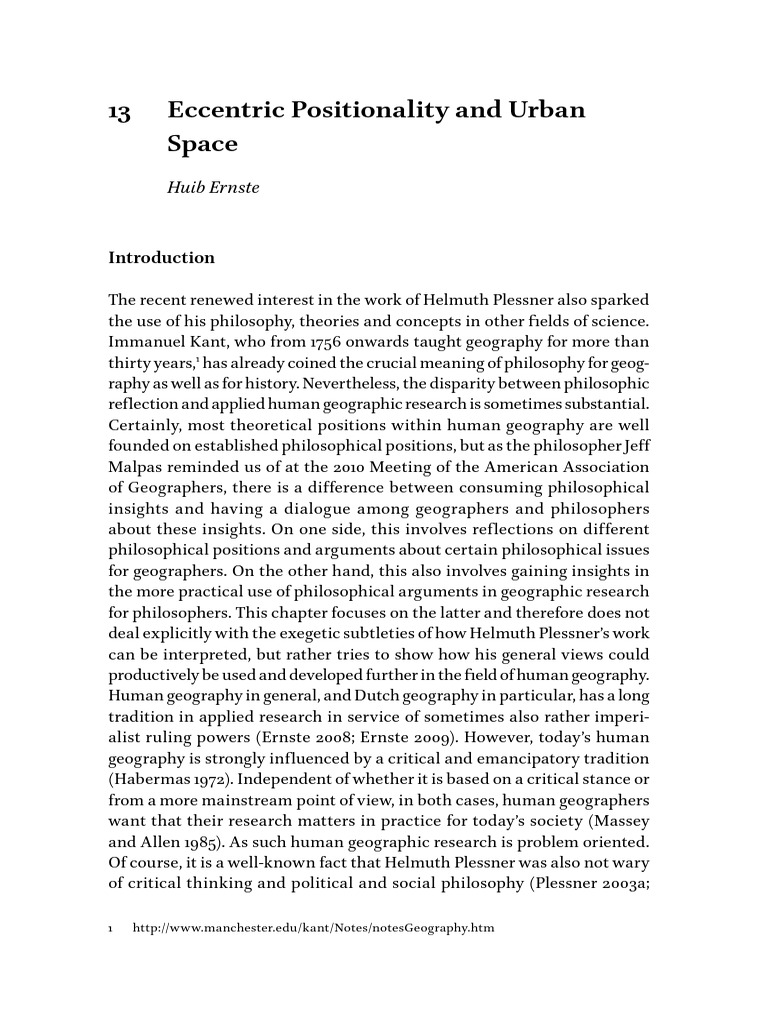Eccentric Positionality in Urban Geography | PDF | Embodied Cognition ...