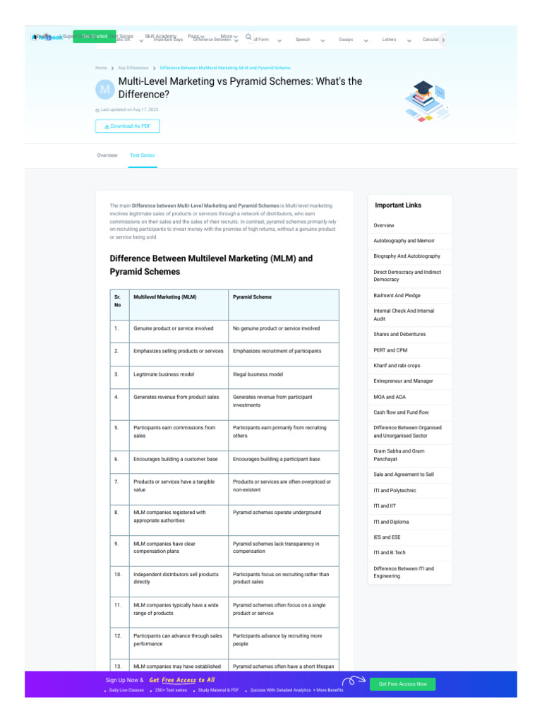 Multi-Level Marketing Vs Pyramid Schemes: What's The Difference? | PDF ...