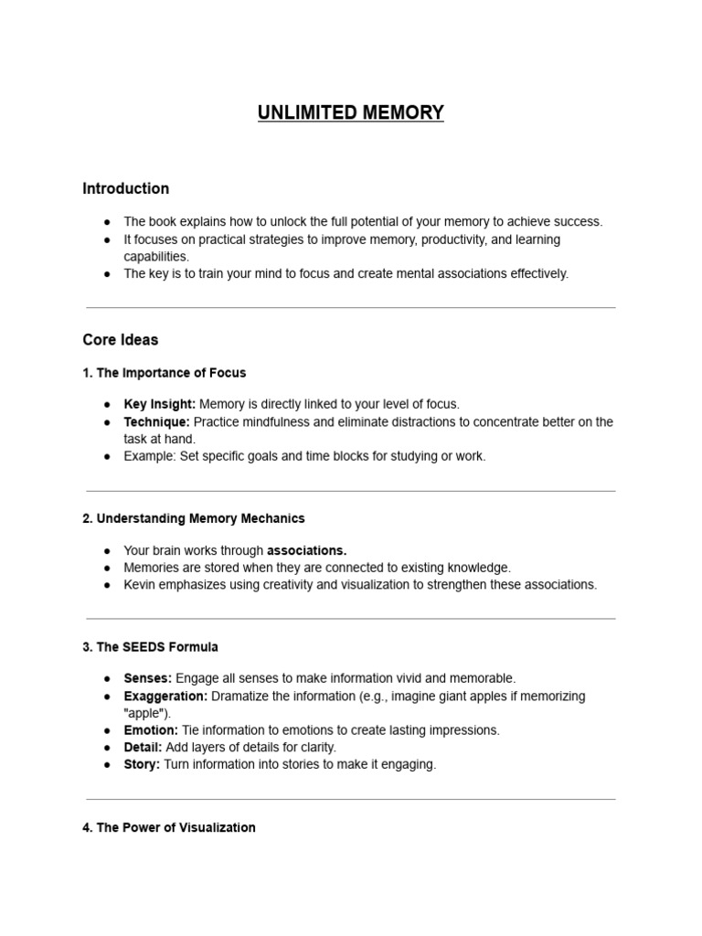 Unlimited Memory | PDF | Memory | Psychology