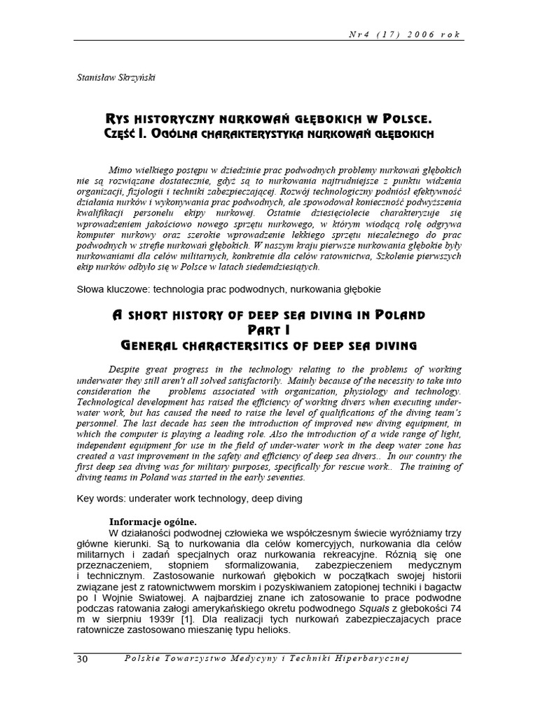 Rys Historyczny Nurkowań Głębokich | PDF