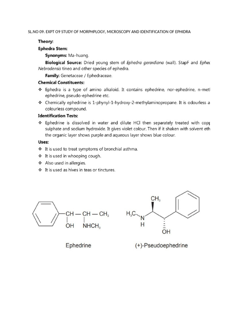 SL 09 Expt 09 Morphology, Microscopy of Ephidra PDF | PDF | Branches Of Botany | Plant Physiology