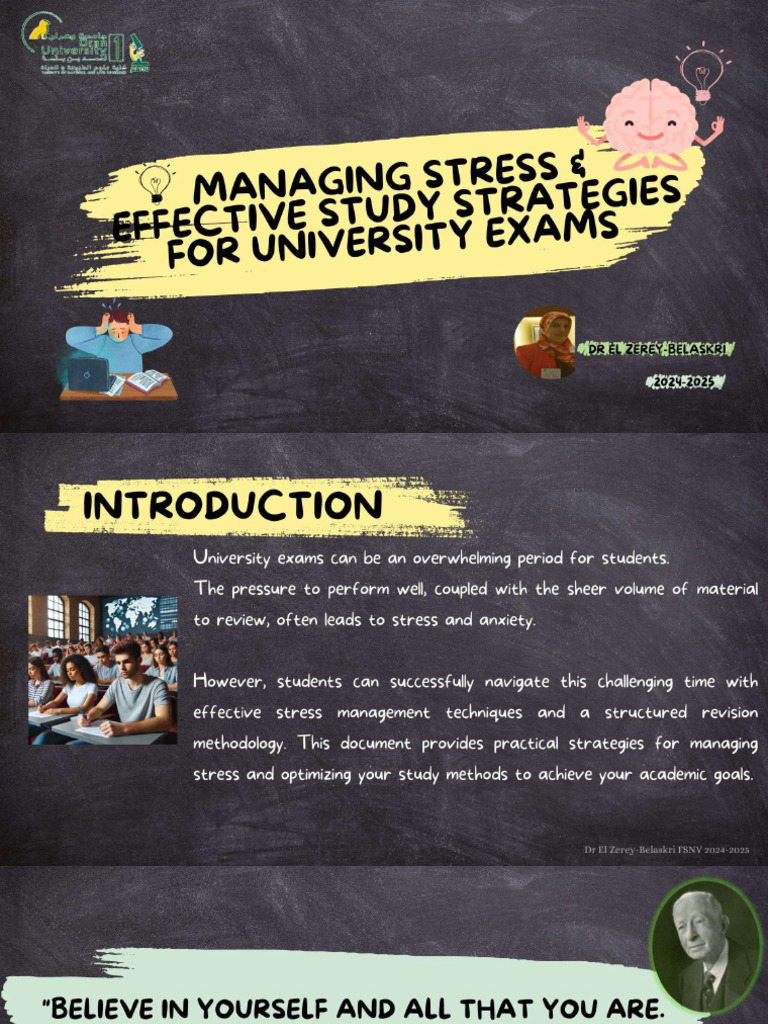 Managing Stress and Effective Study Strategies For University Exams | PDF