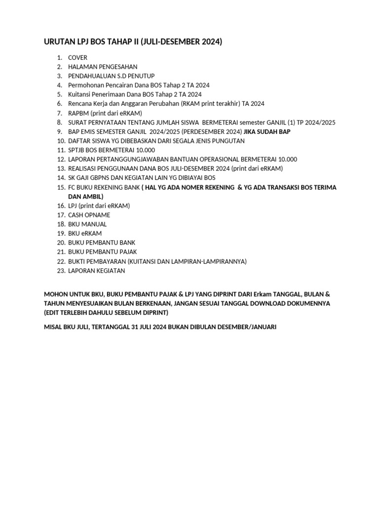 URUTAN LPJ BOS TAHAP II... | PDF