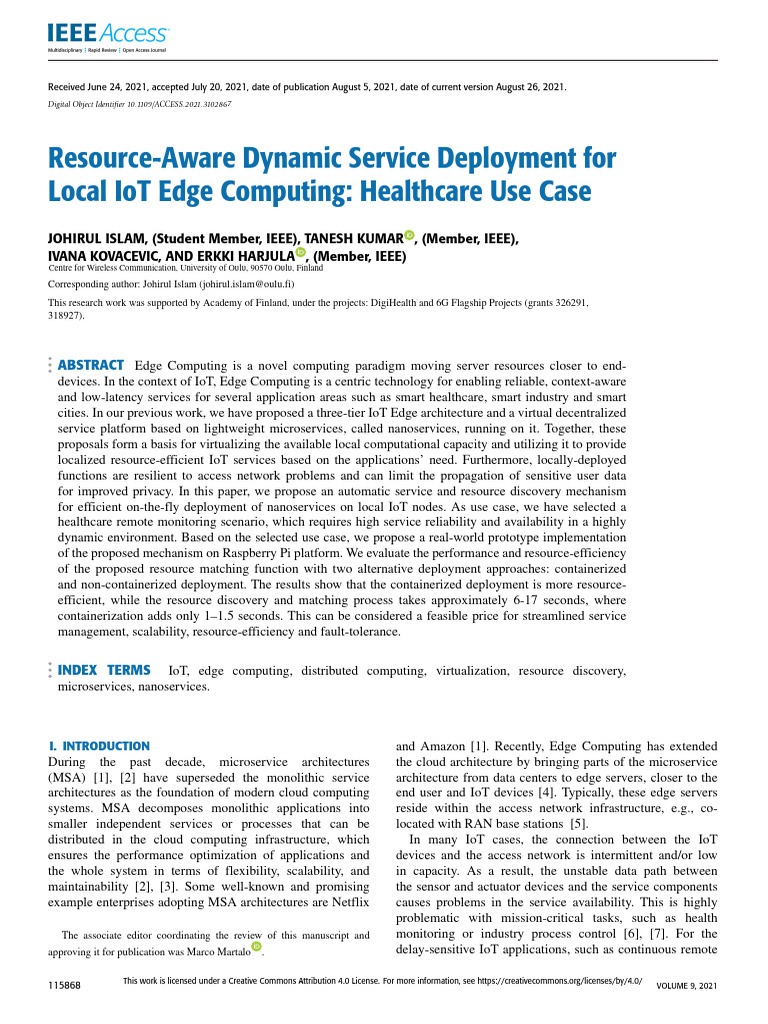 Resource Aware Dynamic Service Deployment For Local Iot Edge Computing
