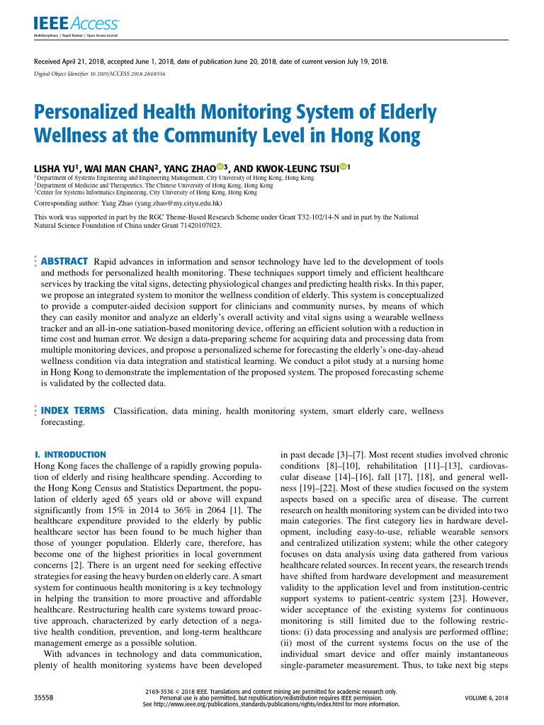 (7) Personalized Health Monitoring System of Elderly Wellness at the ...