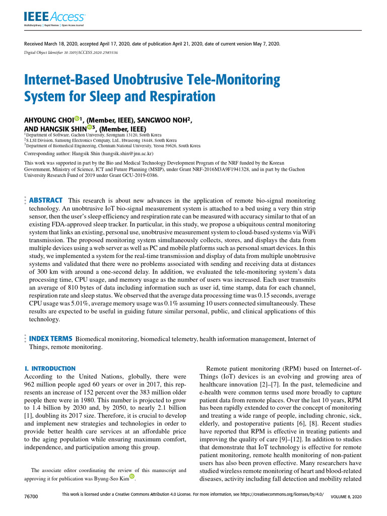 Internet-Based Unobtrusive Tele-Monitoring System For Sleep and ...