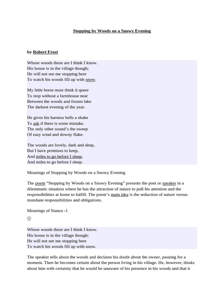 Analysis of Frost's "Stopping by Woods" | PDF | Poetry | Poetics
