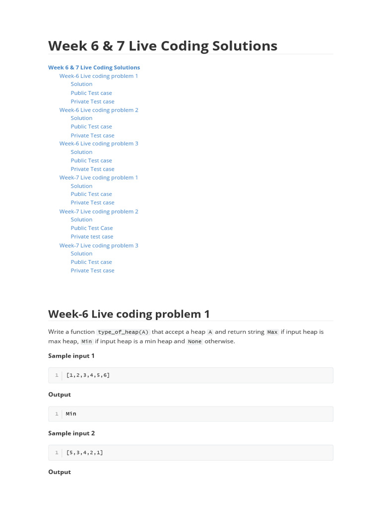Week 6 & 7 Coding Solutions Guide | PDF | Code | Theoretical Computer Science