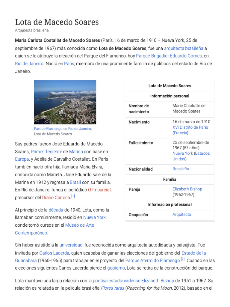 Lota de Macedo Soares - Wikipedia, La Enciclopedia Libre | PDF