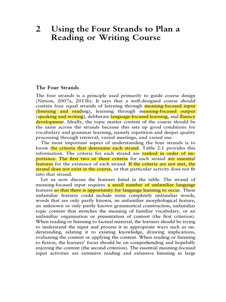 CH2 Using - The - Four - Strands - To - Plan - A - Reading - or ...