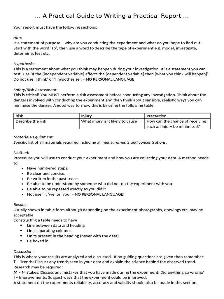 A Practical Guide To Writing A Practical Report | PDF | Experiment ...